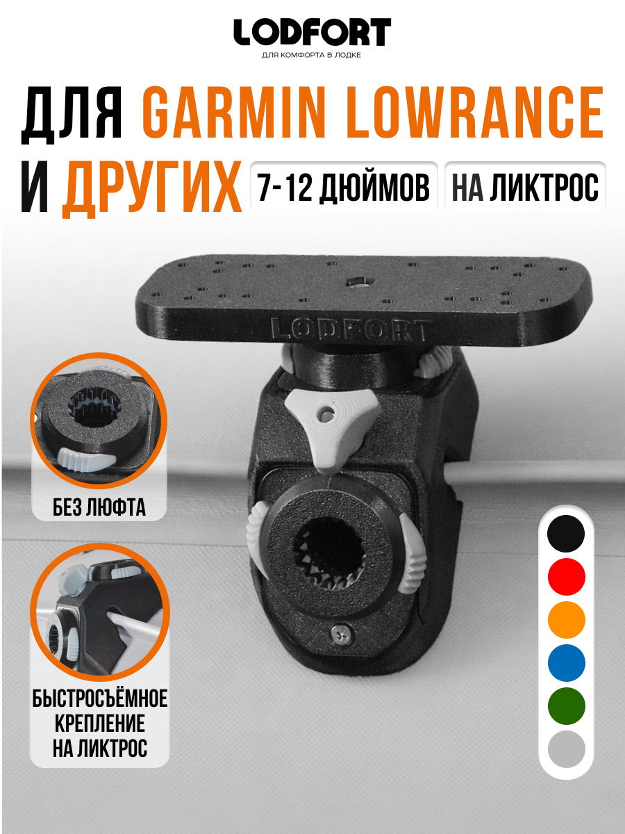 Держатель эхолота Lowrance/Garmin на ликтрос 7-12 LODFORT универсальный, быстросъёмный