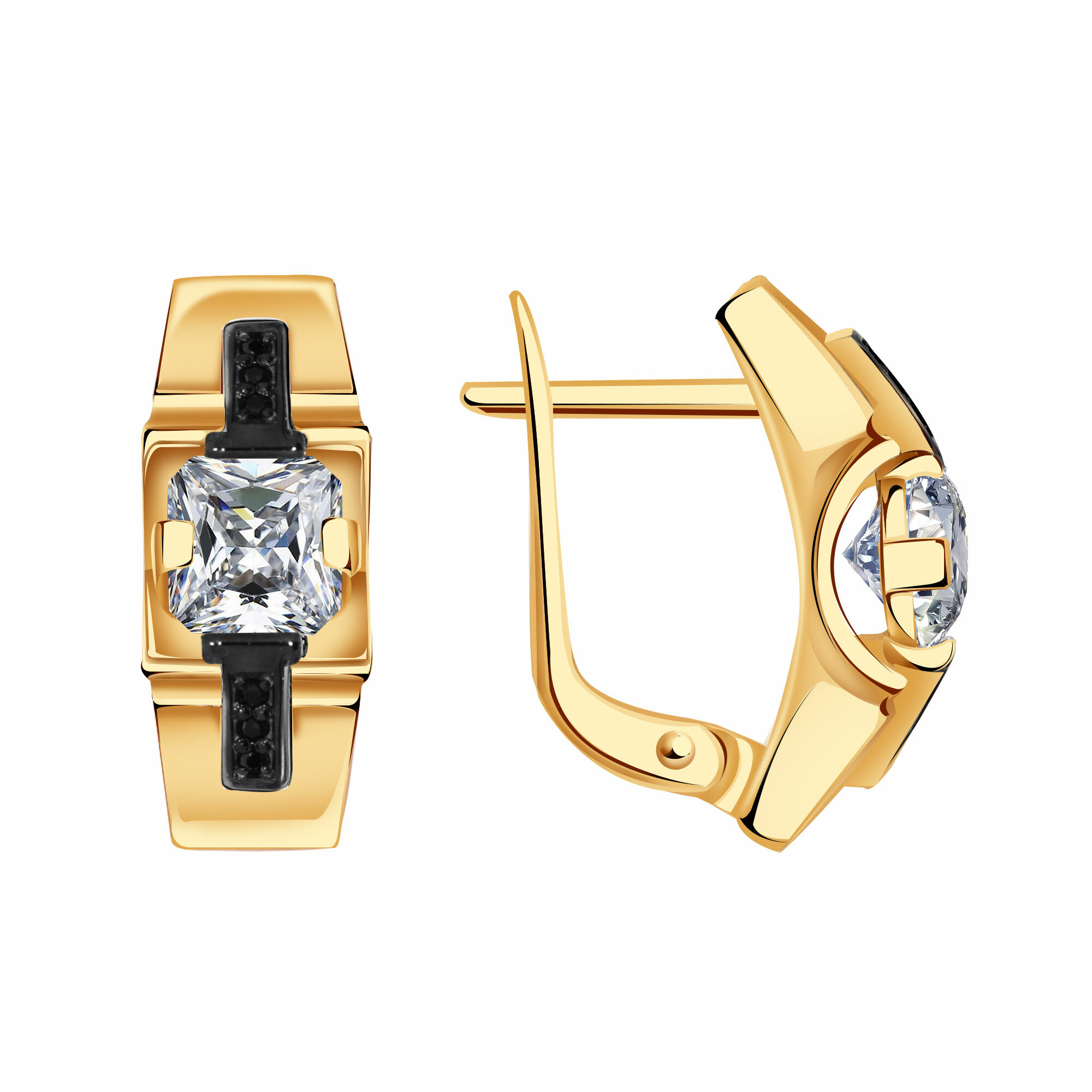 Серьги, красное золото, 585 проба, фианит