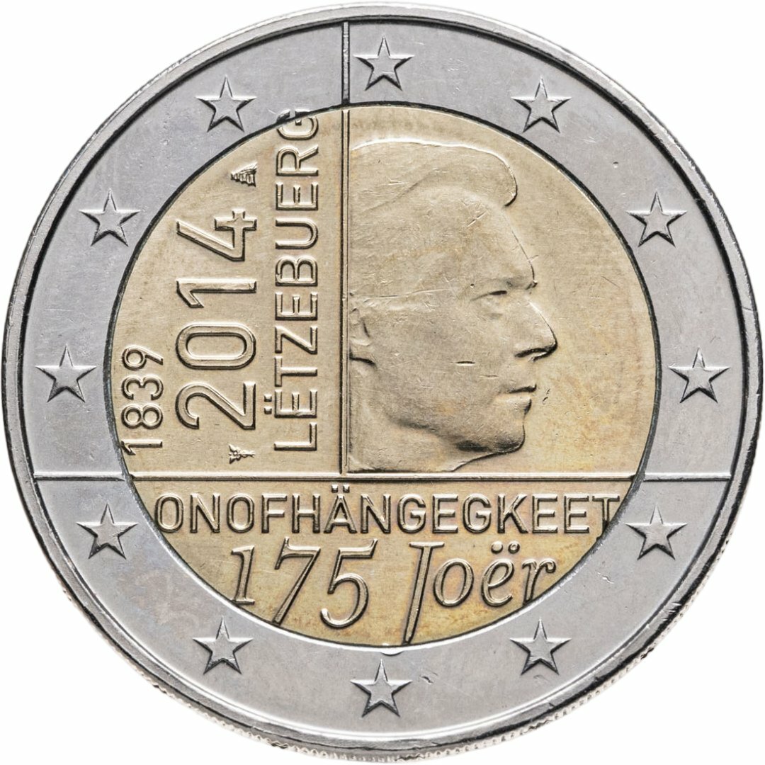 Люксембург 2 euro евро 2014 "175 лет независимости Люксембурга", Биметалл, в сохранности AU-UNC