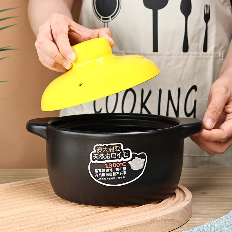 Новая взрывобезопасная 5-литровая глиняная кастрюля для газа, устойчивая к высоким температурам, простая домашняя кастрюля для тушения, утолщенная кастрюля для супа, не трескается при сухом горении