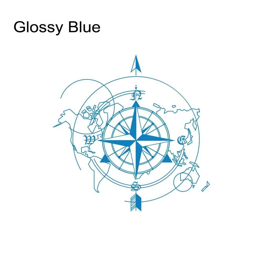 Автомобильный компас, карта мира, настенная наклейка, аксессуары для Glossy Blue, 54x54cm