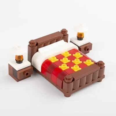 Лего-кровать коричневая, строительные блоки BRICKPANDA B10-23
