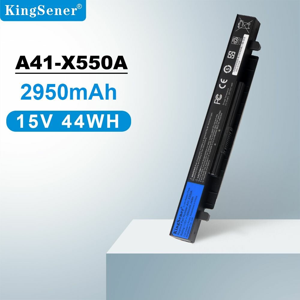 KingSener Аккумулятор для ноутбука ASUS 2950 мАч, (15V 2950mAh A41-X550A For ASUS K450 K550 X550A X550B X550C X550D X550L X550V X550CA X550CC X550CL)