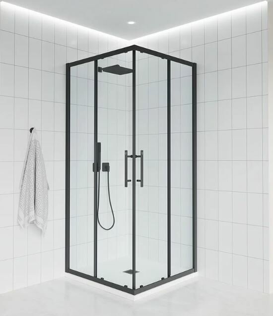 Душевой уголок Veconi Evo 300 B 110х90 см, профиль черный матовый, стекло прозрачное