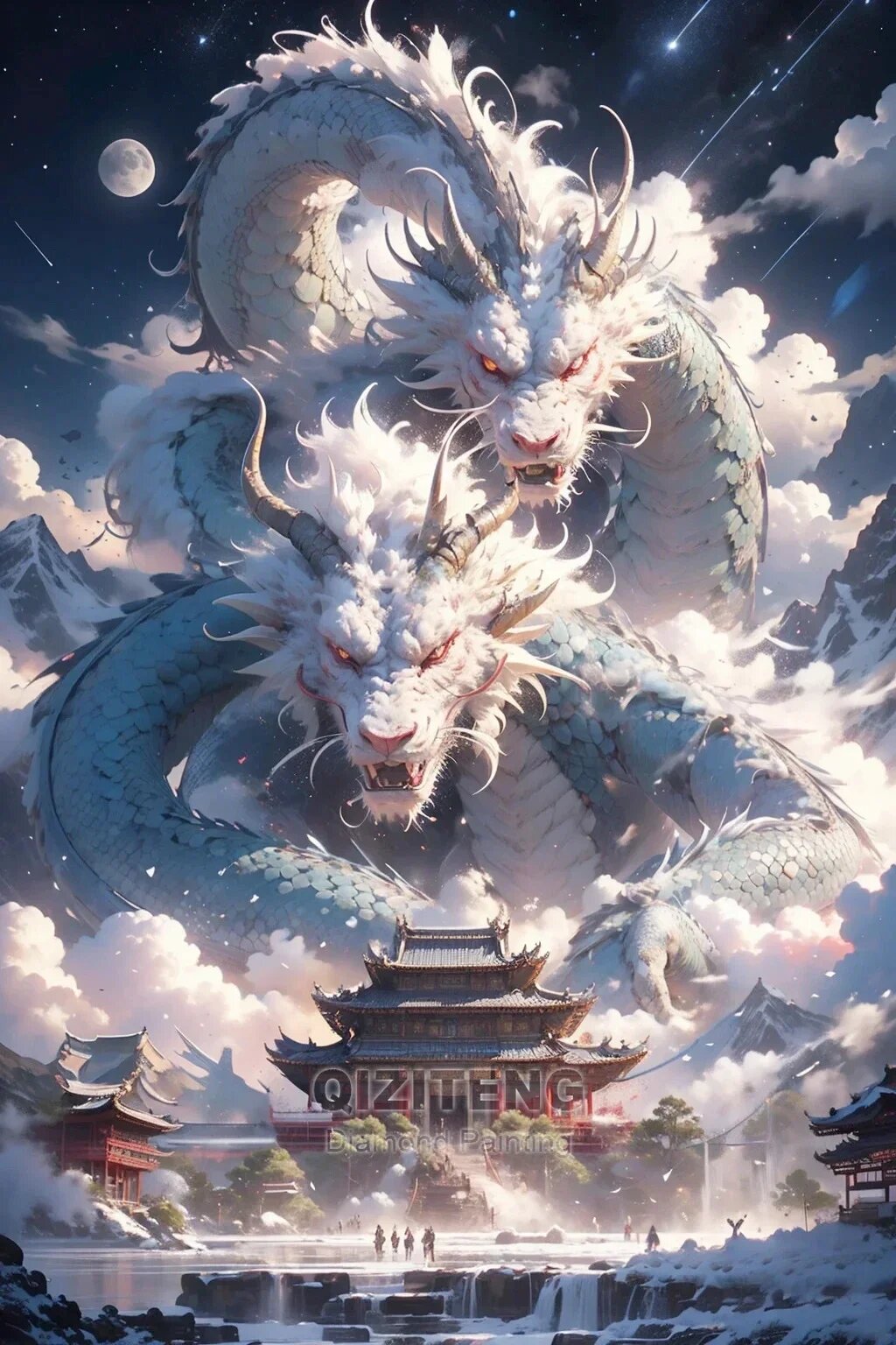 Алмазная живопись QIZITENG Китайский дракон 20x30cm AB Round, XP-3716