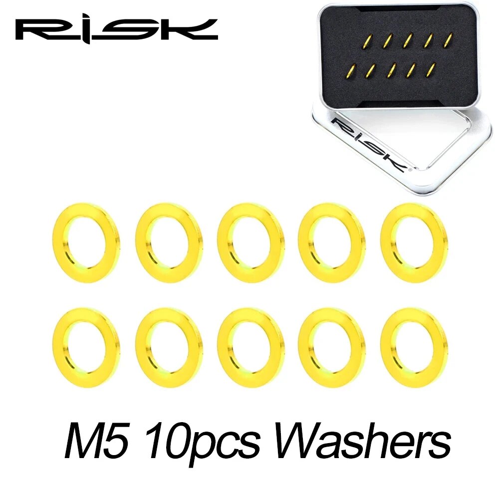 RISK Титановые болты для руля велосипеда 6 шт. Желтый, M5 Washer Gold