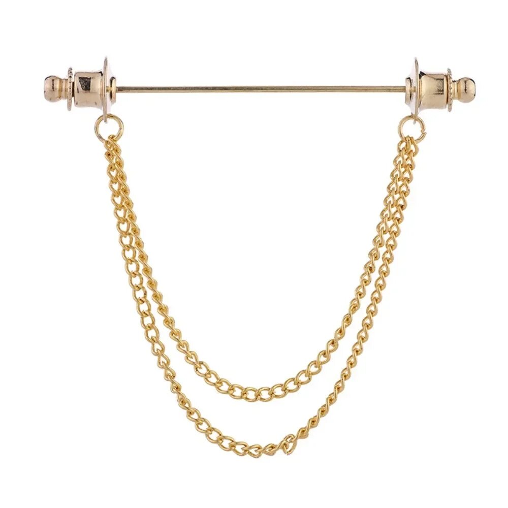 Булавка для воротника Gold-Double Chain, 7 см