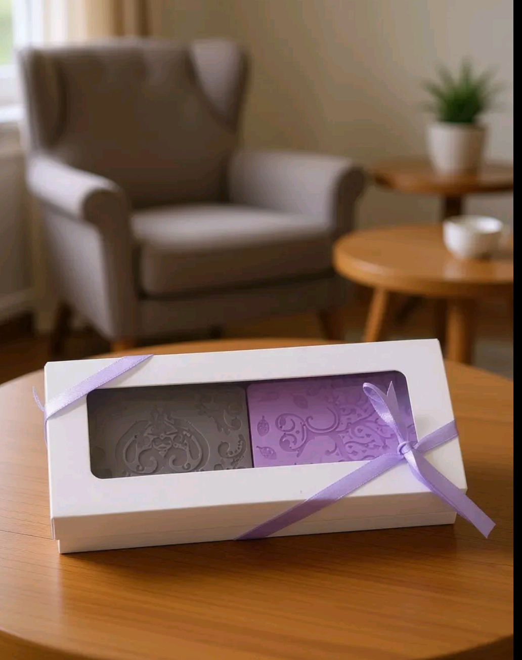 Мыло MVL DESIGN "Дуэт Узоры", Лаванда. Капучино антибактериальное