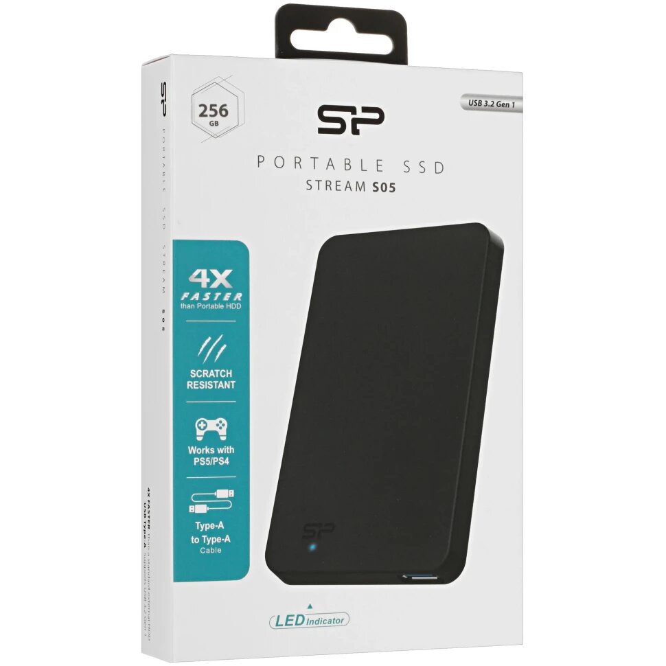 256 ГБ Внешний SSD Silicon Power S05 [SP256GBPSDS05SAK], USB 3.2 Gen 1 Type-A
