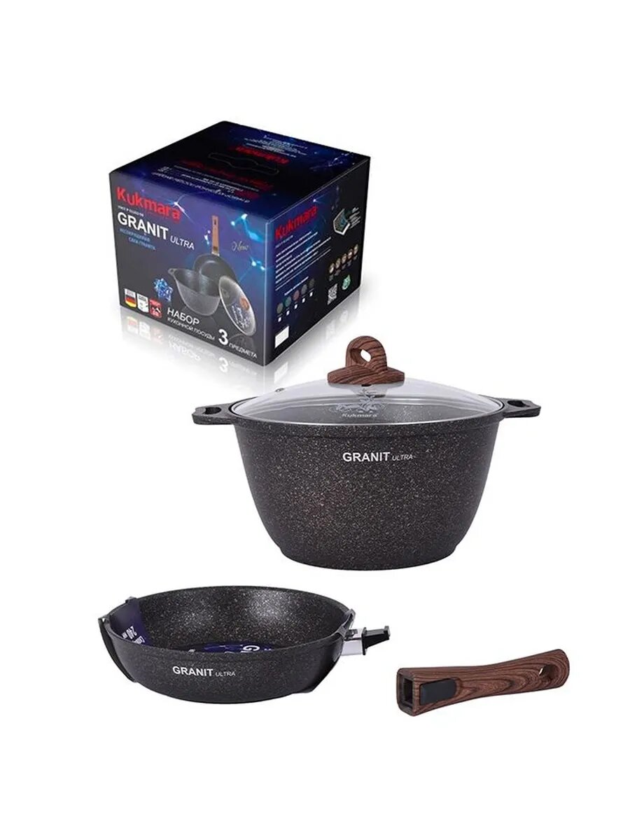 Кастрюля и сковорода Kukmara UKMARA Granit ultra original, антипригарное покрытие