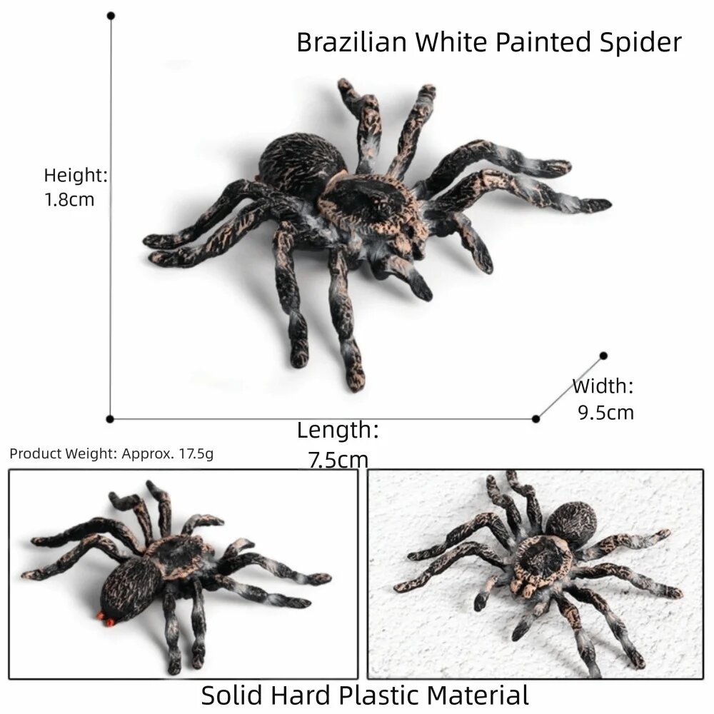 Пластиковая фигурка паука Brazilian White Painted Spider, 7.5x9.5x1.8 см, 17.5г