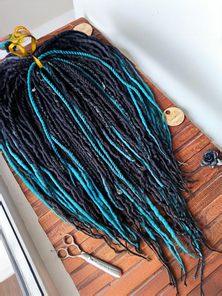 Комплект войлочных кос и дред "Сполохи молний", 70-75см, ручная работа