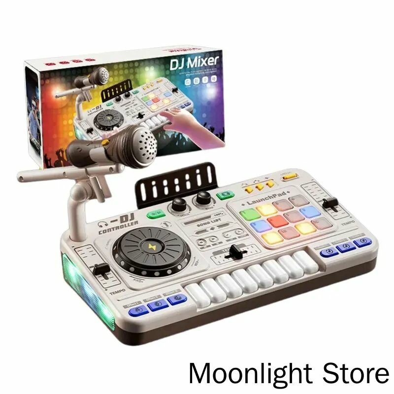 Детский DJ-контроллер с Bluetooth, игрушка для начинающих диджеев, светящиеся кнопки, английский интерфейс