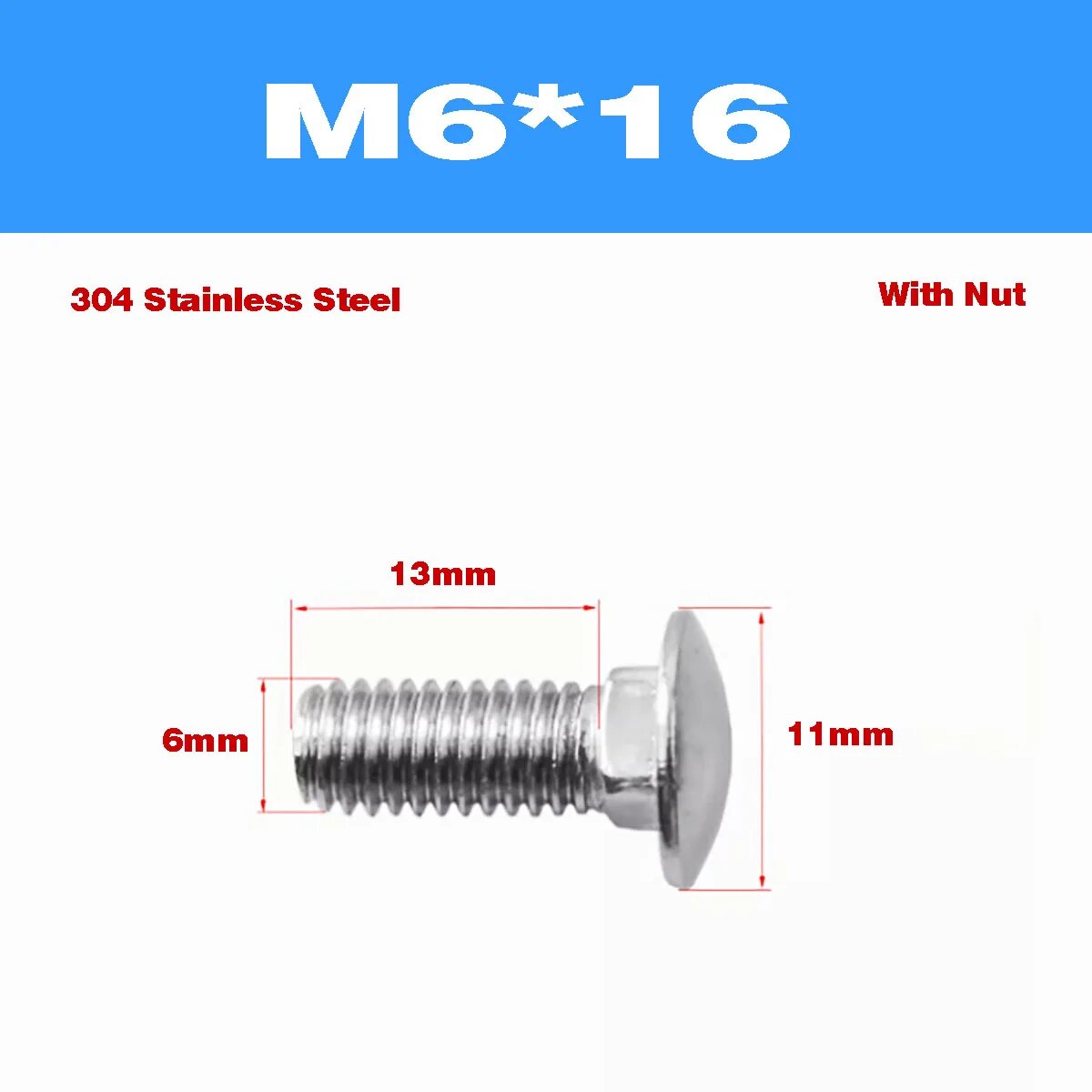 Мостовой винт из нержавеющей стали M6-M8 10set M6x16