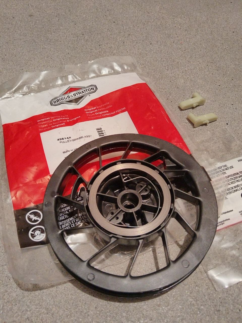Ремкомплект стартера Briggs&Stratton (шкив с возвратной пружиной + собачки) оригинал