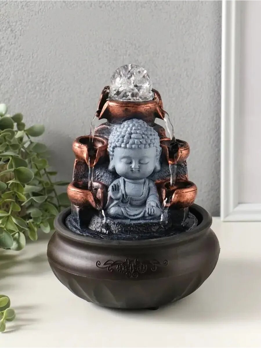 Настольный фонтан с подсветкой «Будда-Мудра»