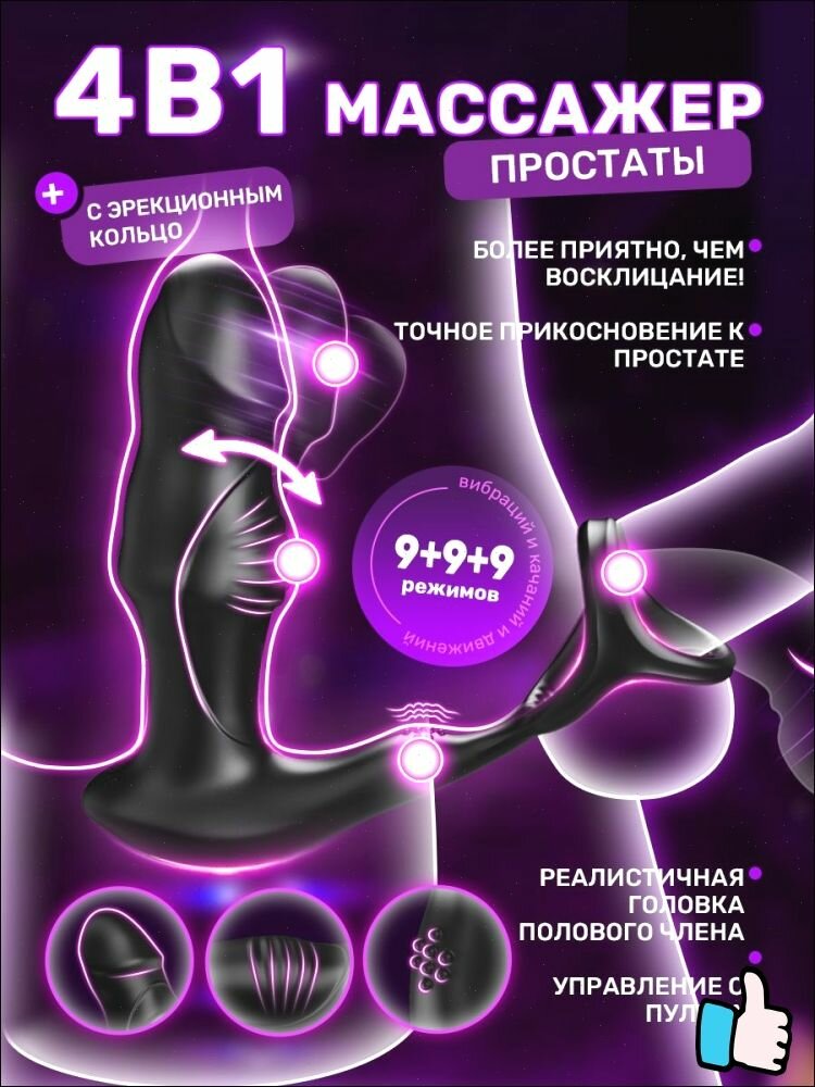 Массажер простаты, Анальный Зверь, вибромассажер анальный с эрекционными кольцами, для здоровья мужчины, секс игрушки,18+