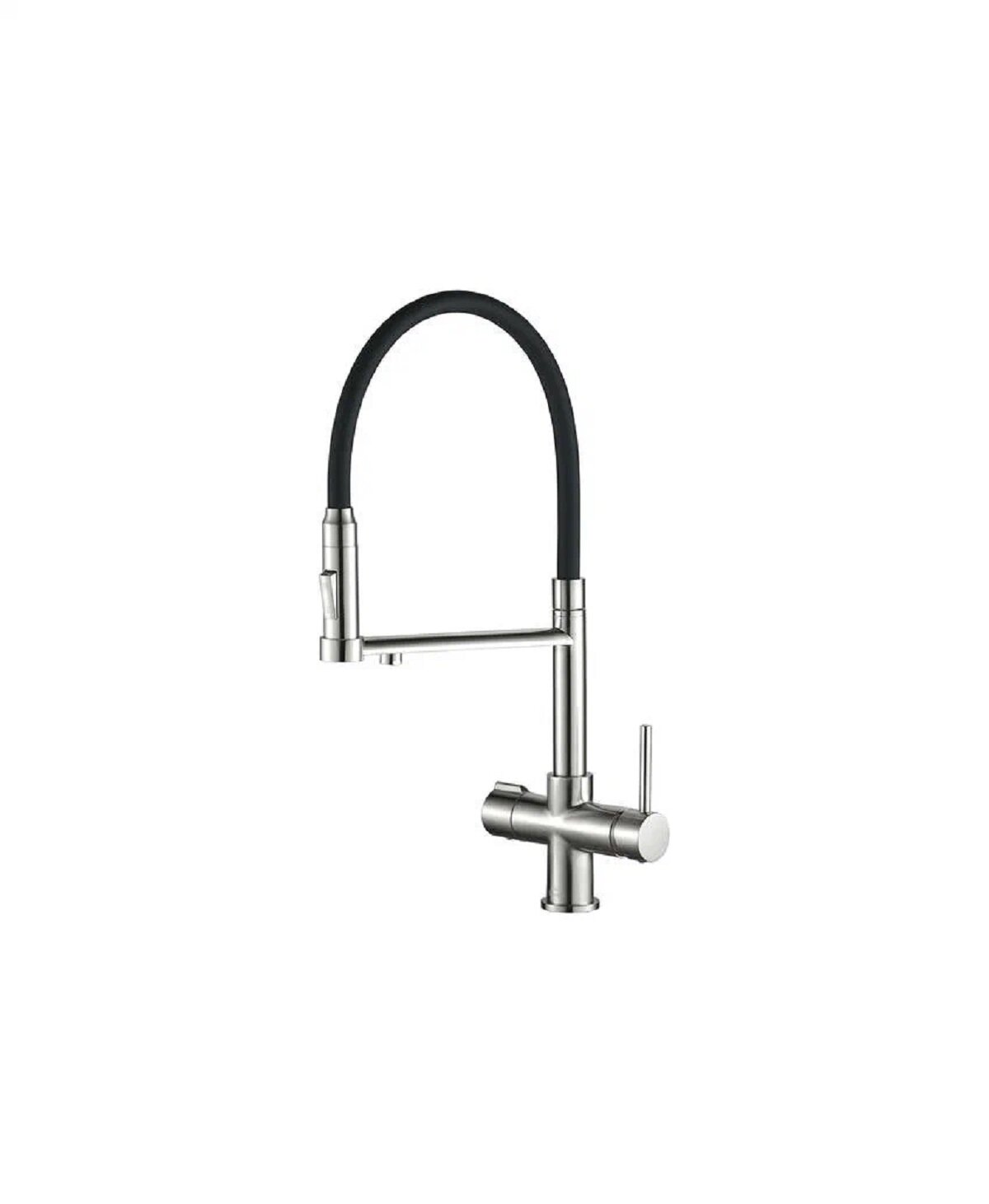 Смеситель под фильтр ZorG Steel Hammer SH 2003 SATIN сатин матовый, черный гибкий излив, струя-душ
