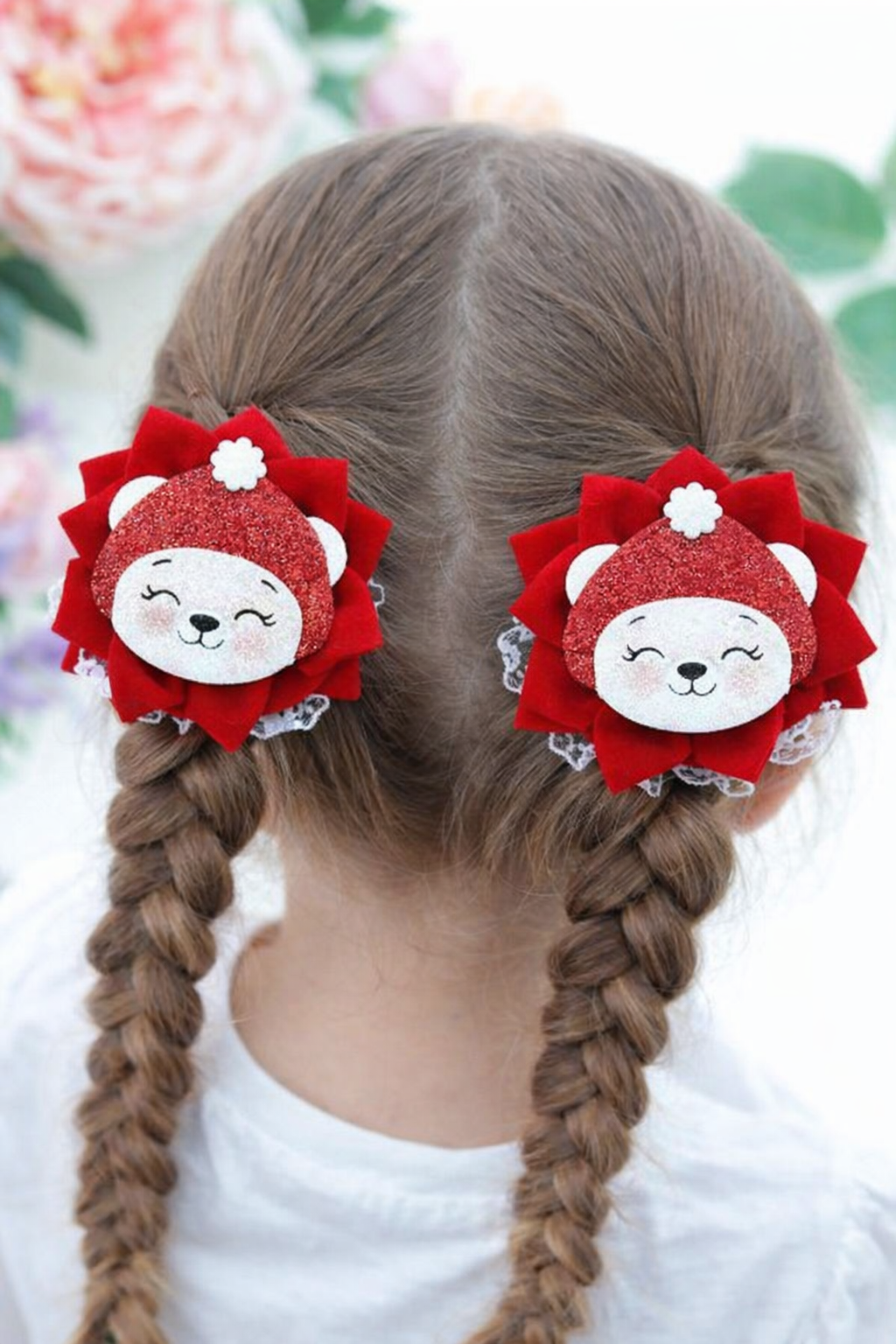 Бантики для волос Арт и Дизайн, бархат, красный/белый, с фигурками