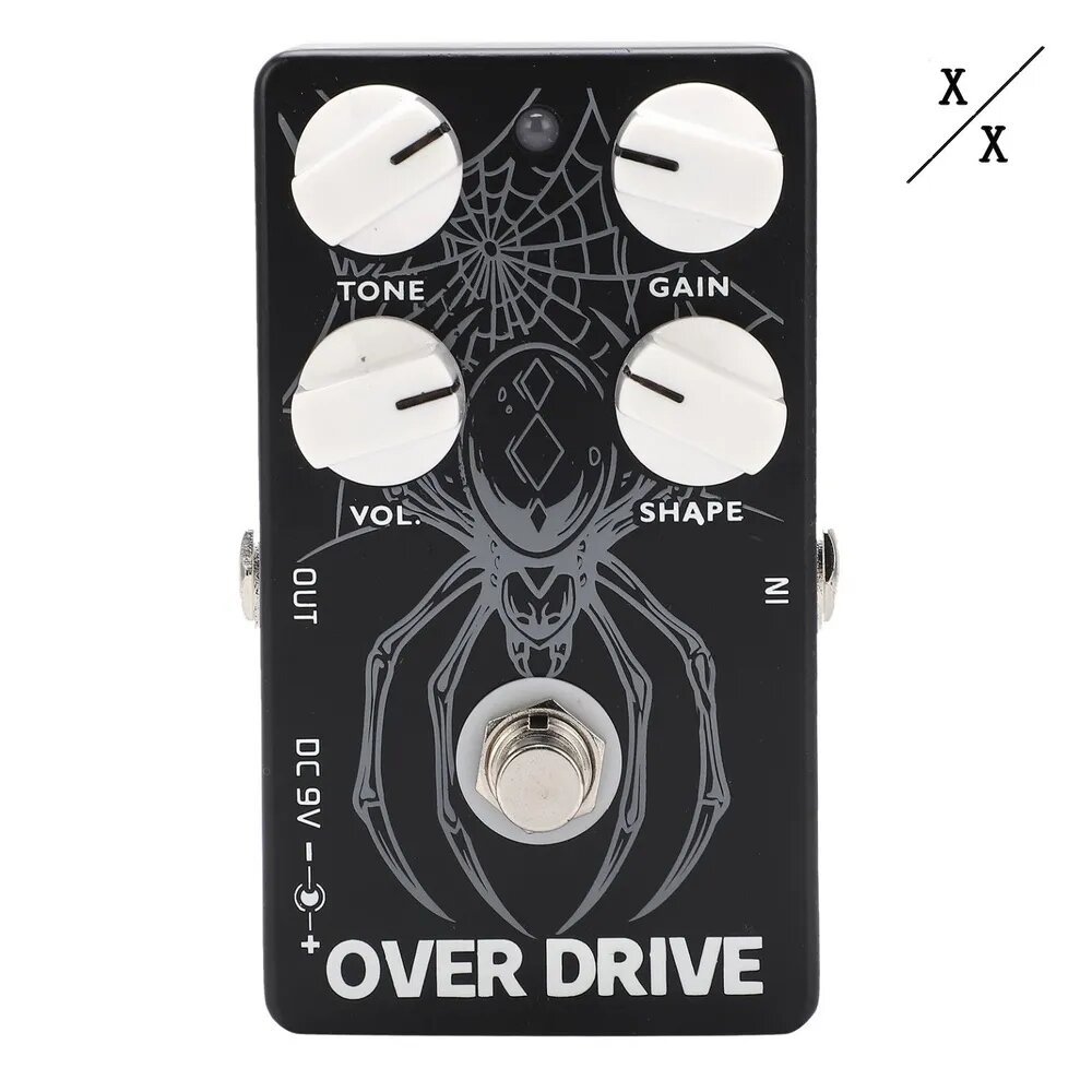 Педаль гитары Overdrive Distortion Эффект педаль гитары с управлением тоном, усилением и объемом, металл, черный — фото 1