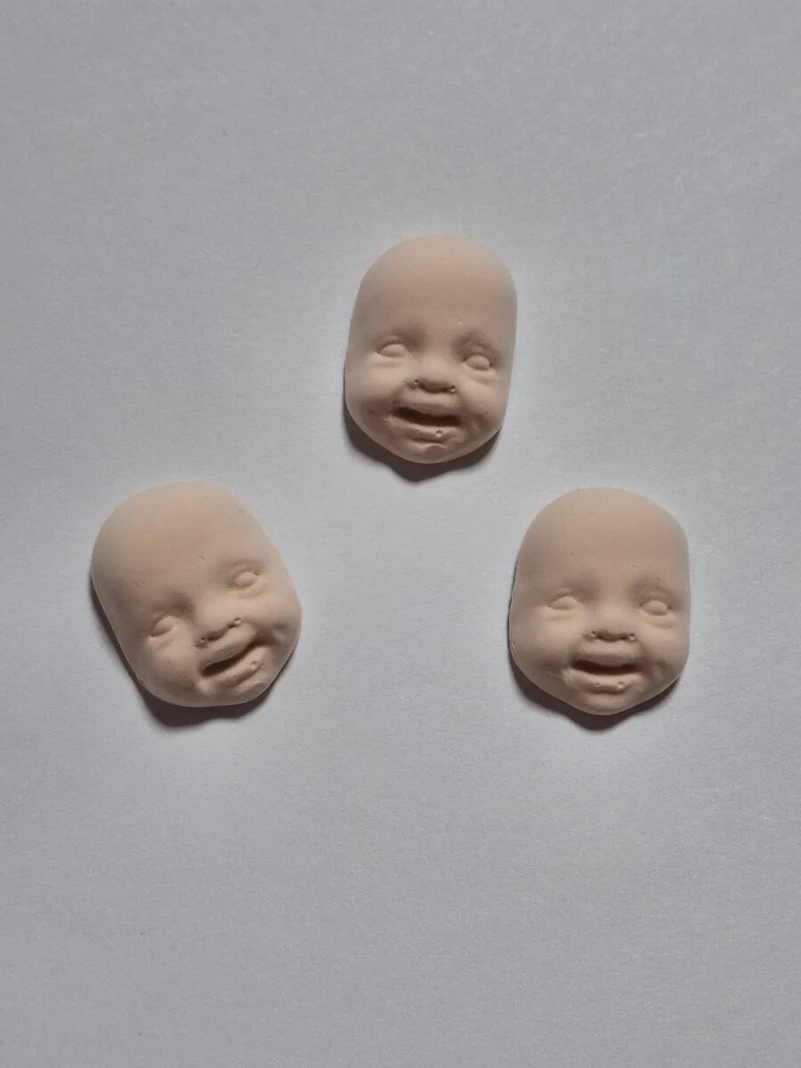 Набор лиц для ватной игрушки - 3 шт, цвет - беж