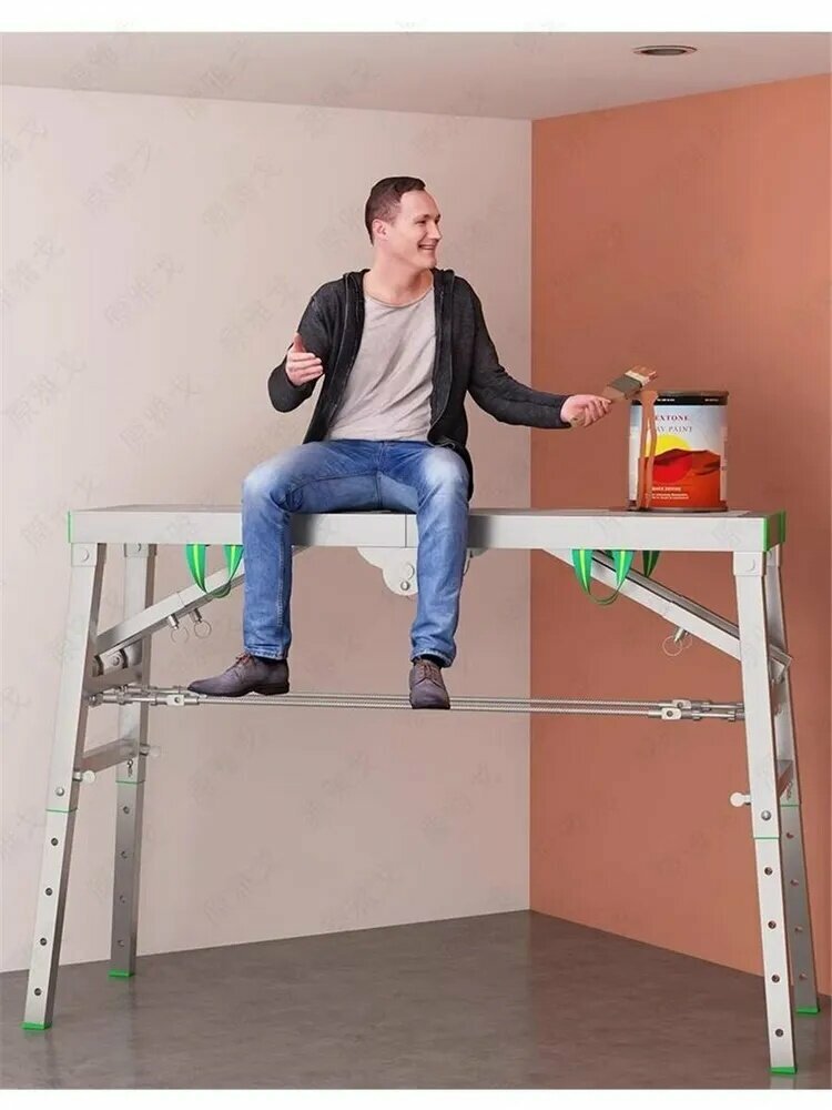 Лестница трансформер 30 см х 160 см, стремянка телескопическая 3 ступеней, верстак складной слесарный столярный для гаража универсальный малярный сварочный, леса строительные, подмости разборные