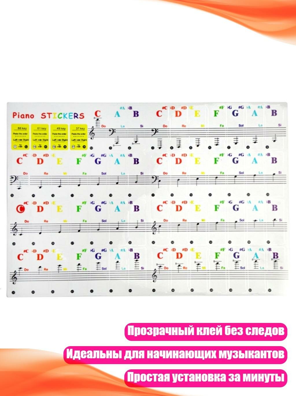 Наклейки для клавиатуры фортепиано