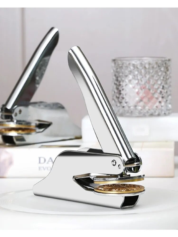 Портативная машина для тиснения печатей серебристого цвета, для логотипов, букв и креативных печатей