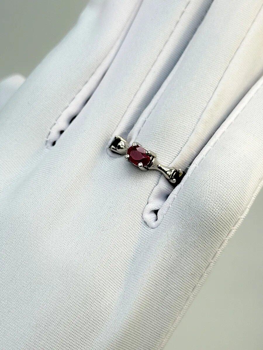 Кольцо, серебро, 925 проба, родирование, шпинель, рубин