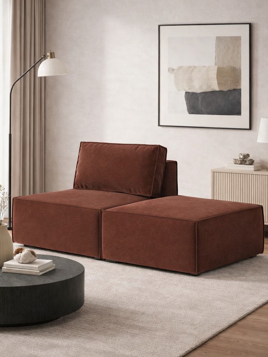 Диван модульный Гамма 170х95х70 см, независимый пружинный блок, правый велюр Дрим шоколад