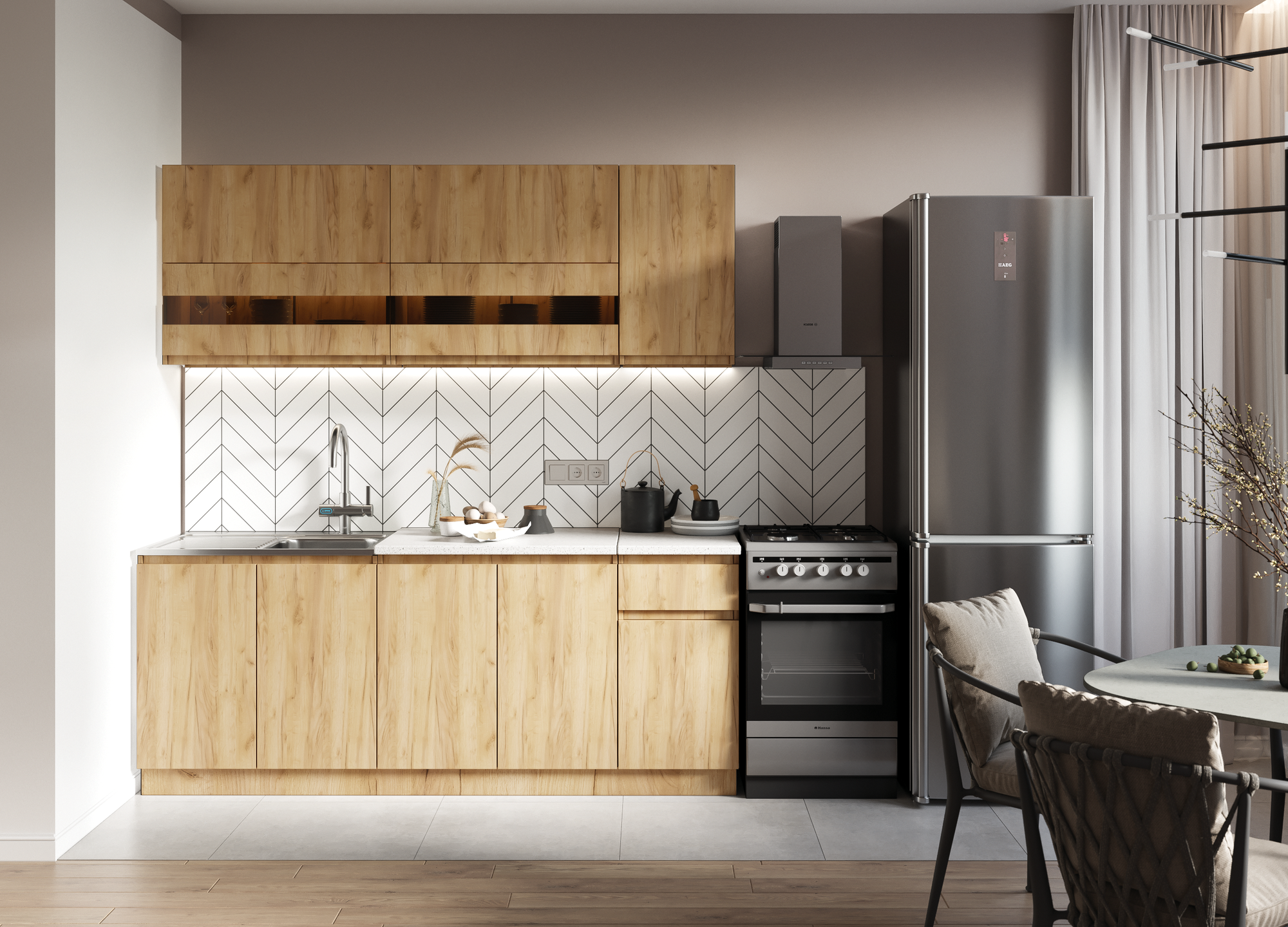 Кухонный гарнитур Ника 2,0 м со стеклом