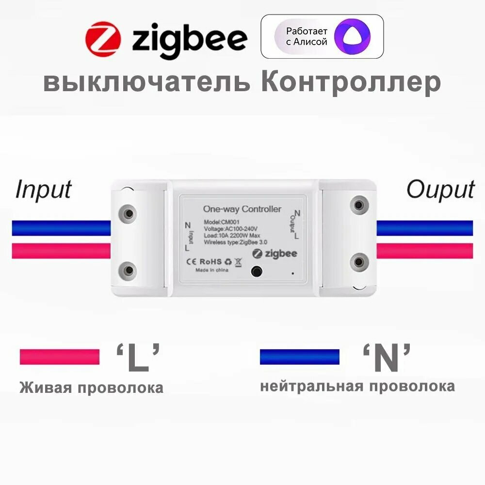 Контроллер переключателя Zigbee Tuya для умного дома выключатель для освещения 220В кнопка включения/выключения Zigbee2mqtt Google Assistant Alexa