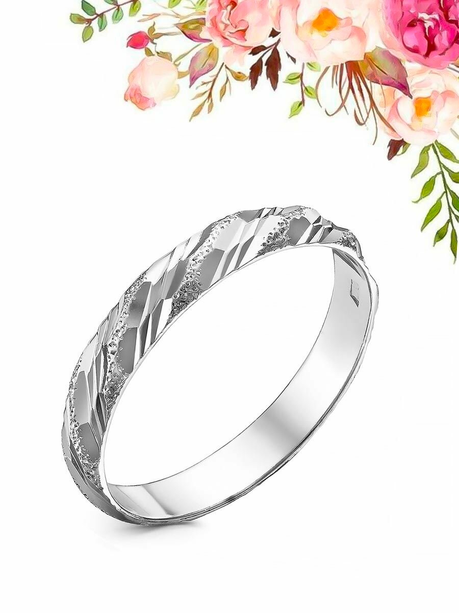 Кольцо обручальное, серебро, 925 проба, родирование