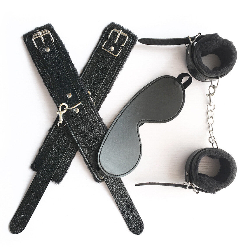 Кожаные изделия для взрослых, флирт пар, бондаж, плюшевые наручники и кандалы, альтернативные секс-игрушки, набор из 3, 4, 5 предметов,