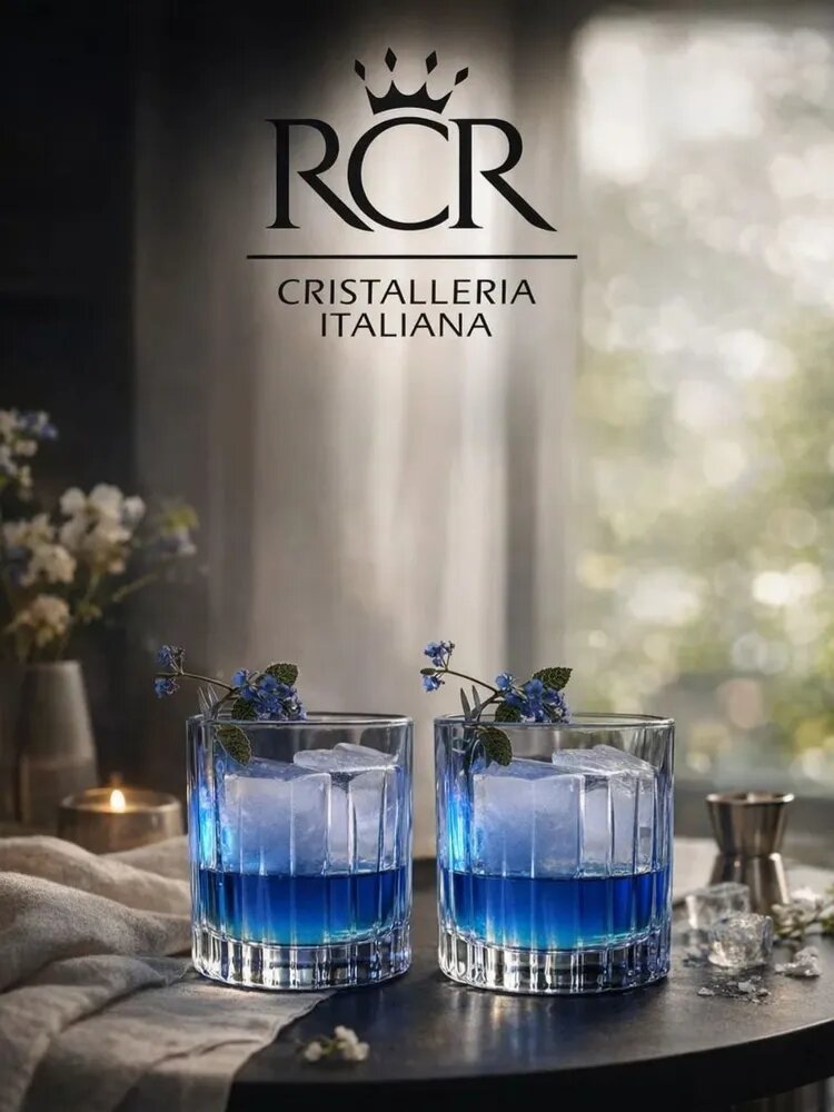 Стаканы подарочный набор RCR "Style TimeLess" 2 шт, 310 мл. Хрустальное стекло, для виски, коньяка. Италия