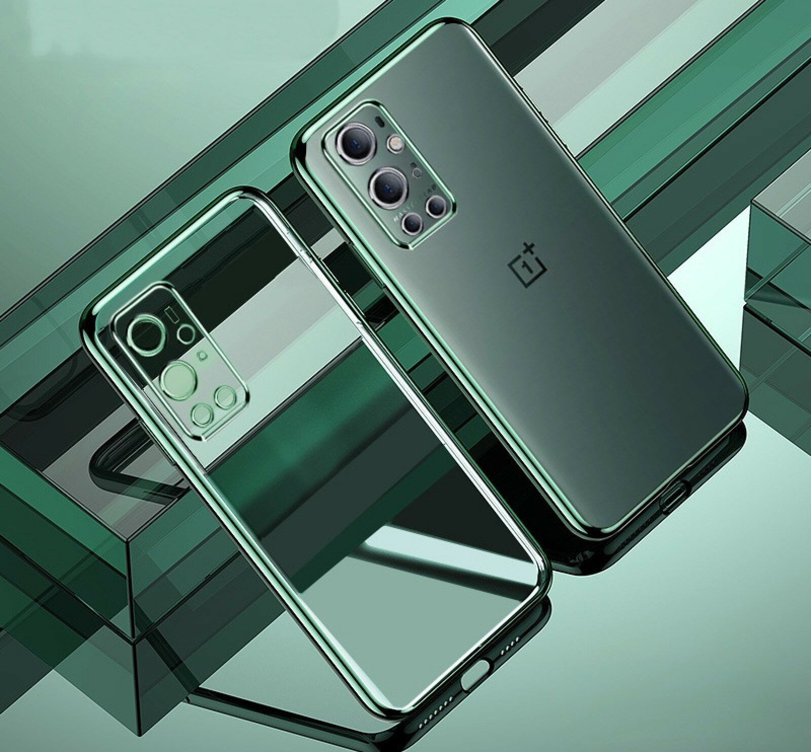 Чехол-накладка MyPads для OnePlus 9R прозрачный силикон с зеленой окантовкой