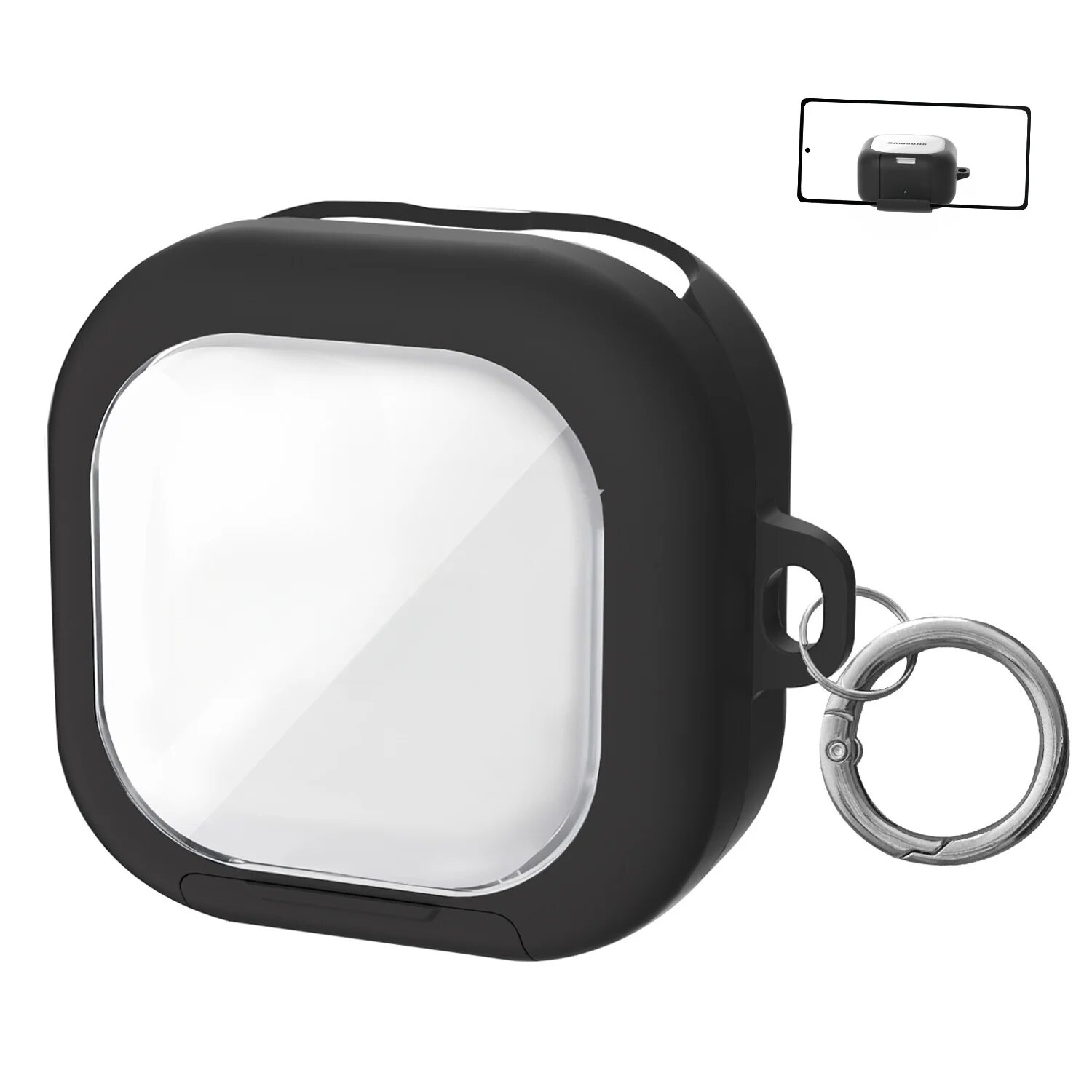 Чехол для Samsung Galaxy Buds 4 Pro (2026) с креплением For Buds 4Pro, Black