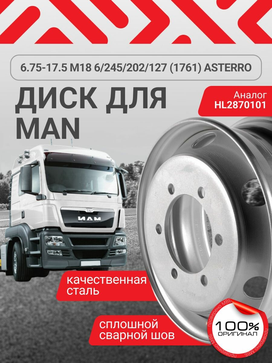 6.75-17.5 M18 6/245/202/127 (1761) диск на ман