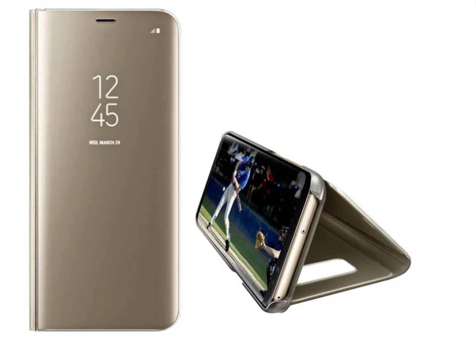 Чехол-книжка MyPads для Sony Xperia 5 II с полупрозрачной зеркальной крышкой золотой