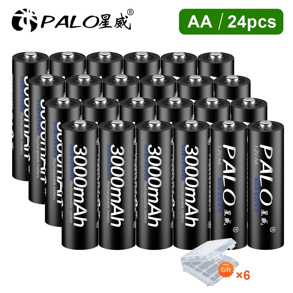 PALO Ni-MH перезаряжаемые батарейки АА 4-24 шт. 1,2 В 24pcs AA