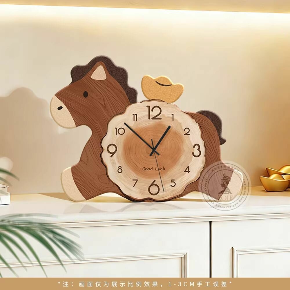 Настольные часы-украшение для прихожей, гостиной, ТВ-тумбы, декор для рабочего стола, символ богатства, год Лошади, забавные настольные часы.