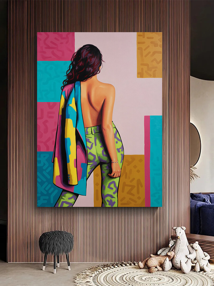 Картина на стену - "Девушка 18+, бикини, в красивом белье женщина 18+" , 60х80 см.