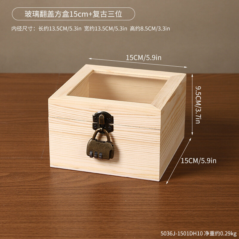 Деревянный ящик для хранения с откидной крышкой, деревянная подарочная упаковочная коробка, прямоугольный деревянный ящик для хранения, сундук для сокровищ.