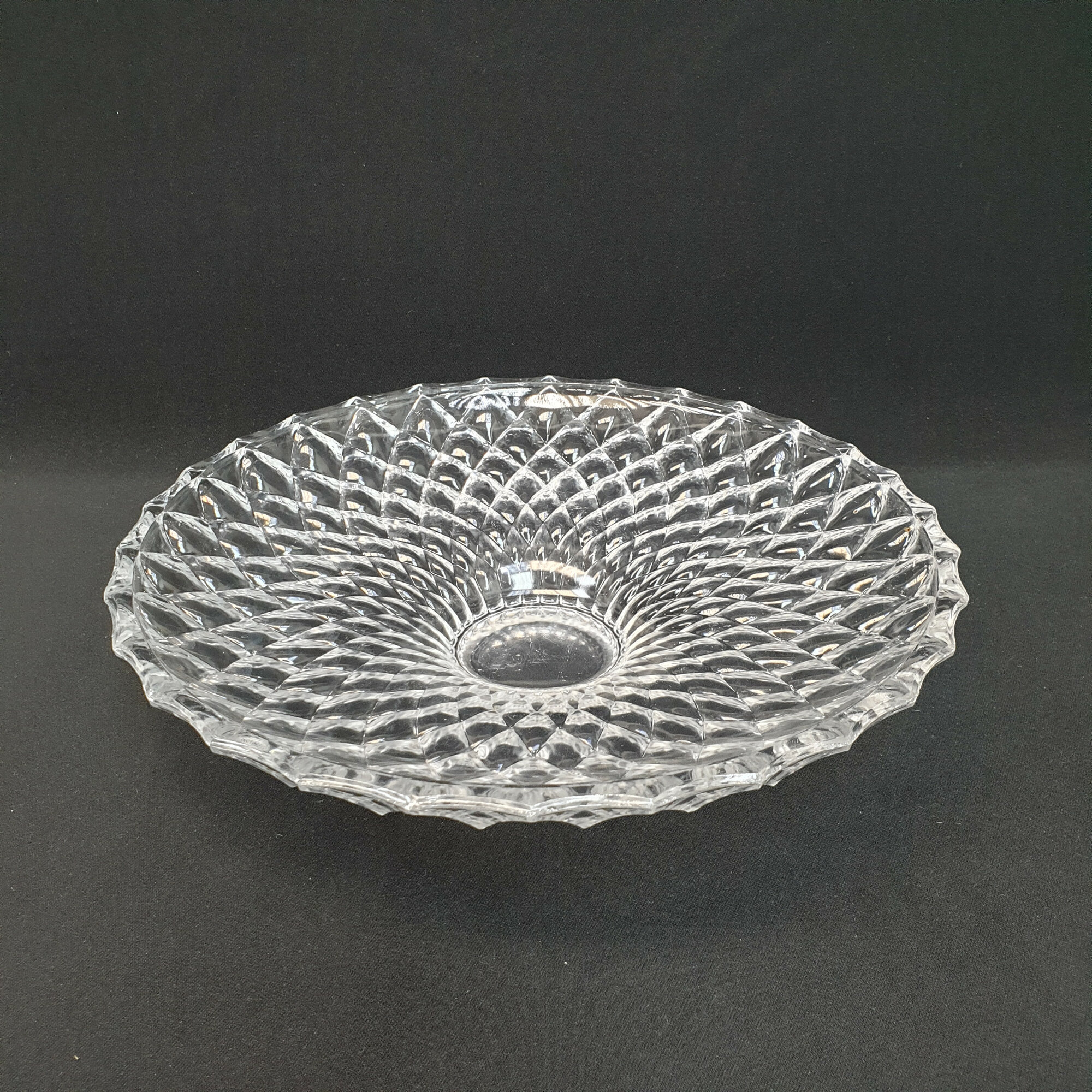 Винтажное хрустальное блюдо 30 см, высота 7 см, СССР.