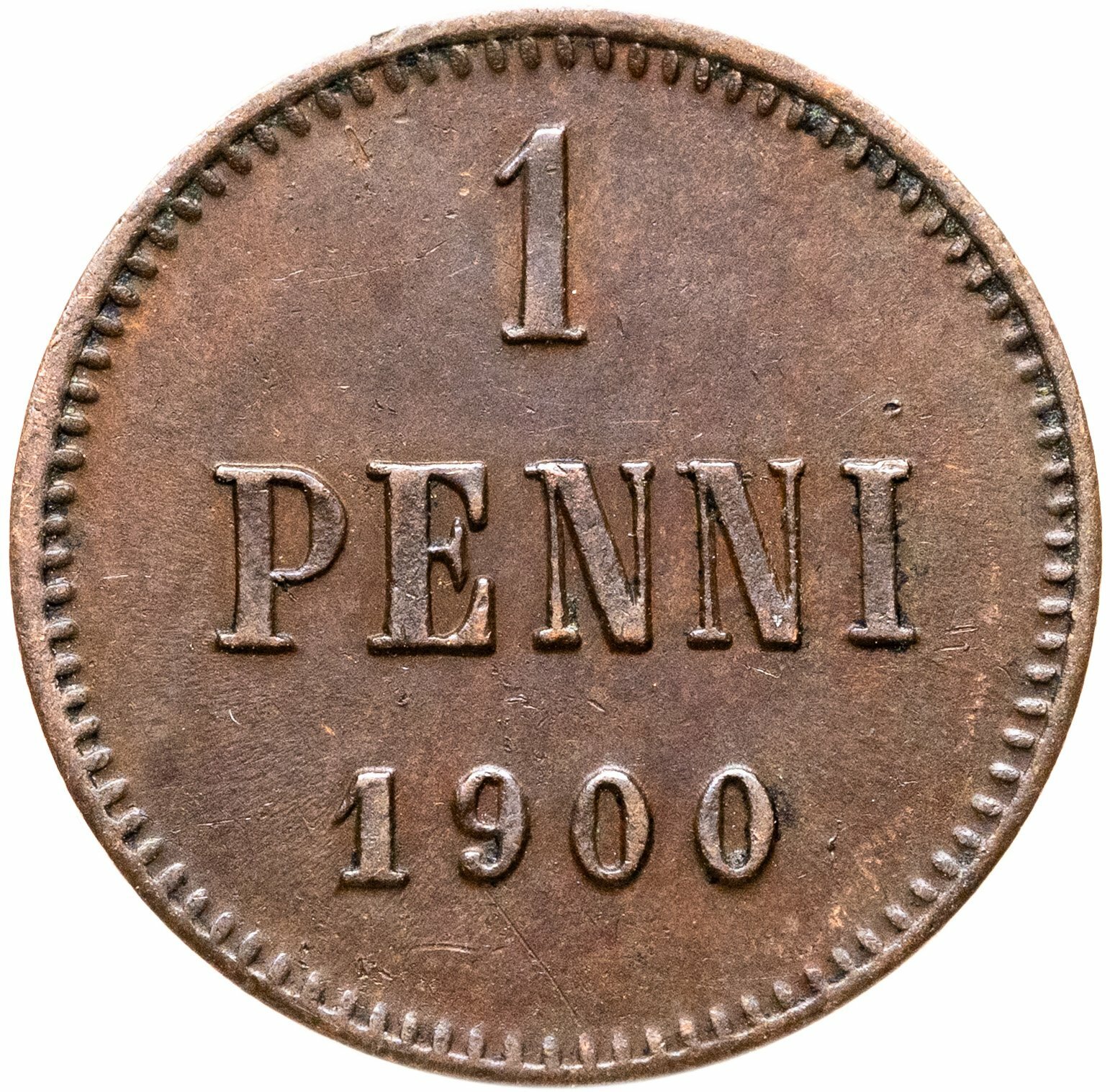 1 пенни penni 1900 Российская Финляндия, Медь, в сохранности XF