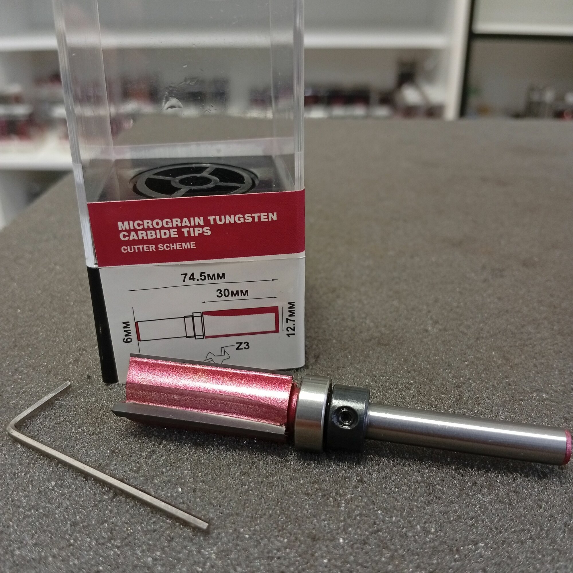 Фреза обгонная с 3 ножами (верхний подшипник) проф. серия D12,7x30x74,5 S6 PROCUT