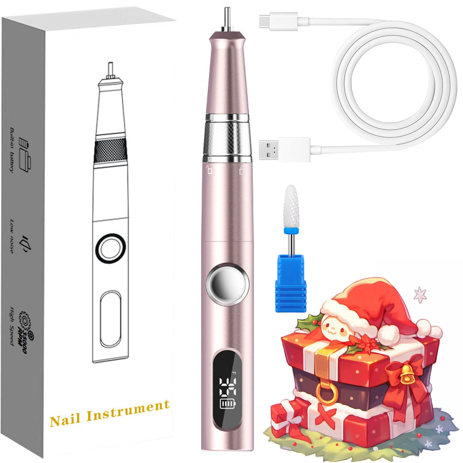 Полировщик Для Ногтей, Маленькая Машинка Для Снятия Ногтей, Портативная Электрическая Машинка Для Стрижки Ногтей С ЖК-дисплеем, Полировщик Для Ногтей