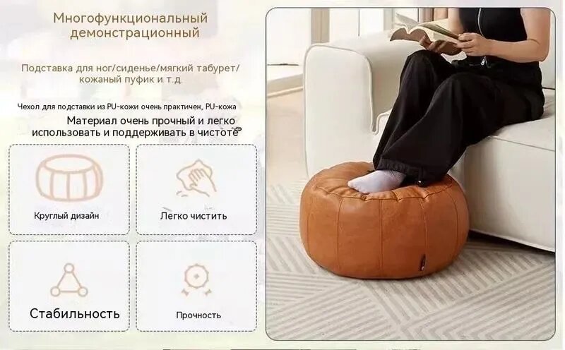 Пуф с ящиком для хранения, пуфик из акрила, 40х40х40 см, серый — фото 1