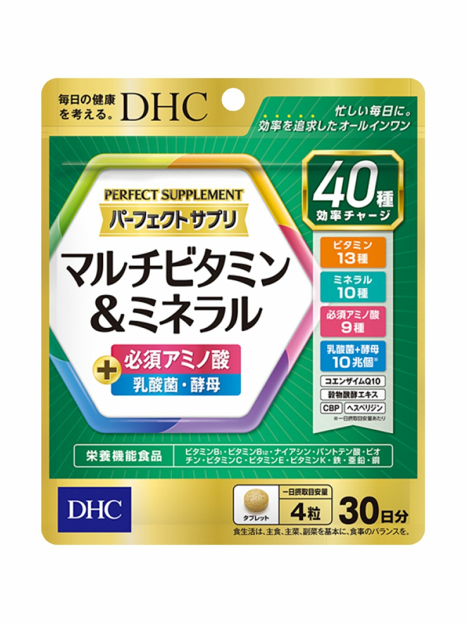 Супер-комплекс DHC Мультивитаминов, Минералов, Аминокислот и добавок, 120 таблеток на 30 дней, Япония