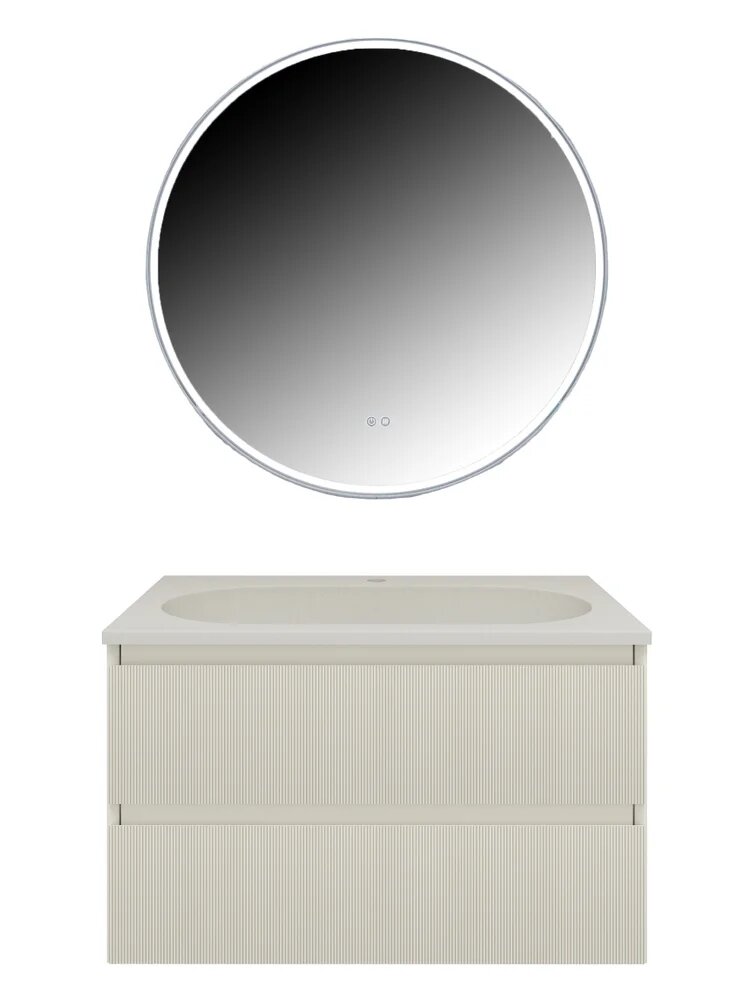 Мебель для ванной комнаты Vincea Welle 80 m.beige soft-touch, раковина VCB-4H800J жасмин
